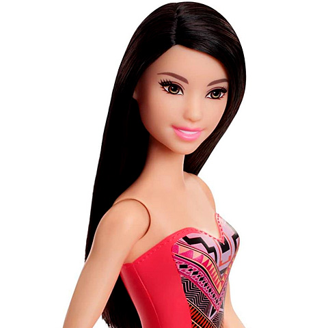 Beach Barbie baba mintás pink ruhában - Mattel vásárlás a Játékshopban