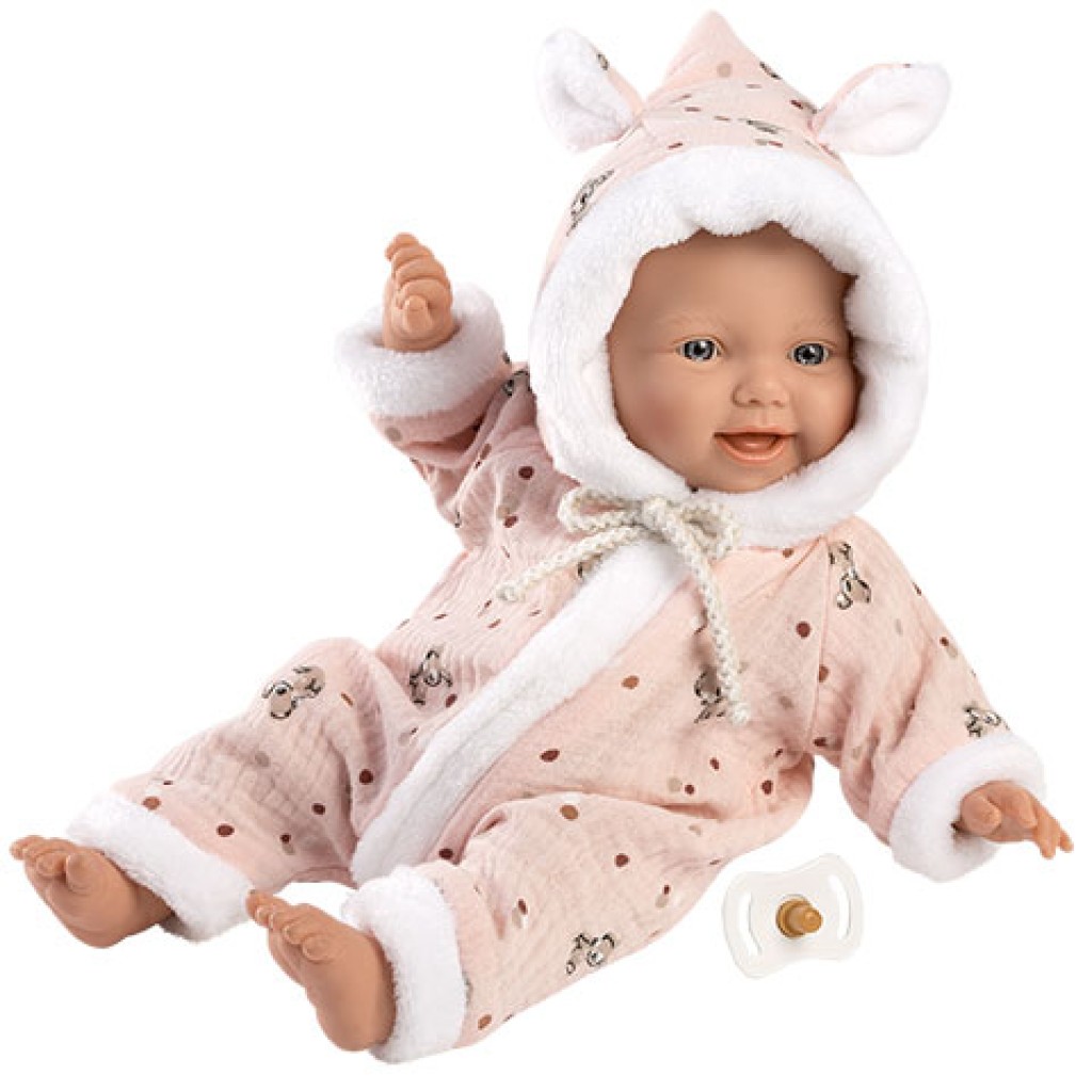 Llorens Lány csecsemő 31cm-es baba rózsaszín kapucnis ruhában vásárlás ...