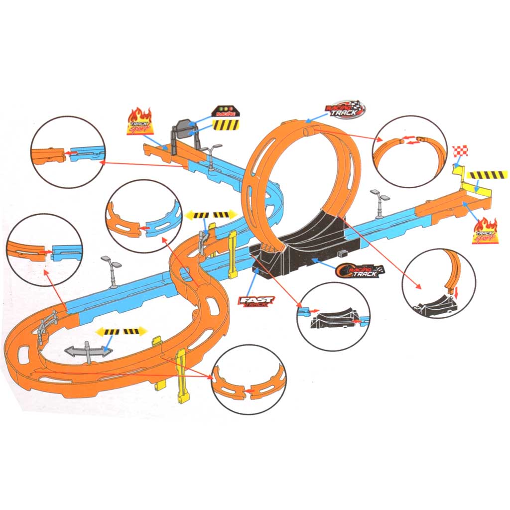 Racing Track 360°-os szuper hurok versenypálya kanyarokkal és 2db ...