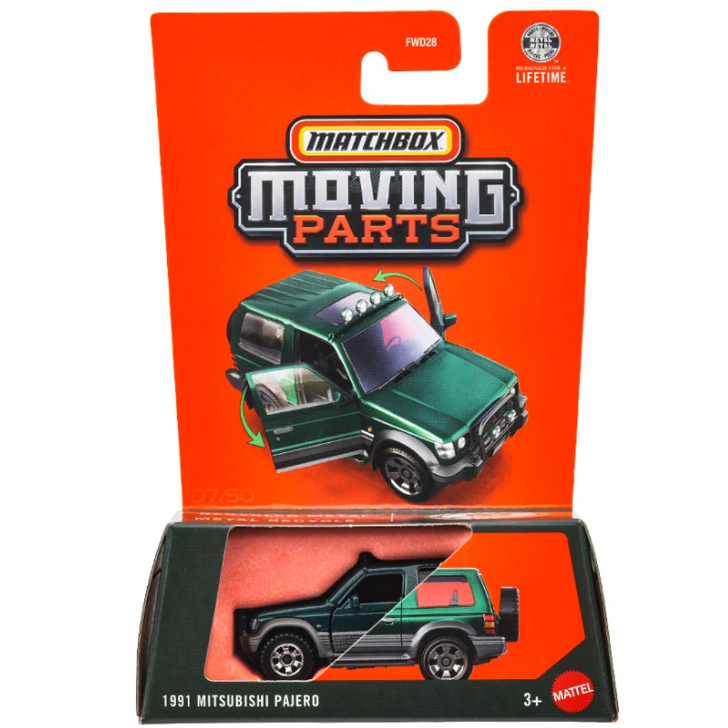 Matchbox Moving Parts - 1991 Mitsubishi Pajero nyitható zöld kisautó 1/ ...